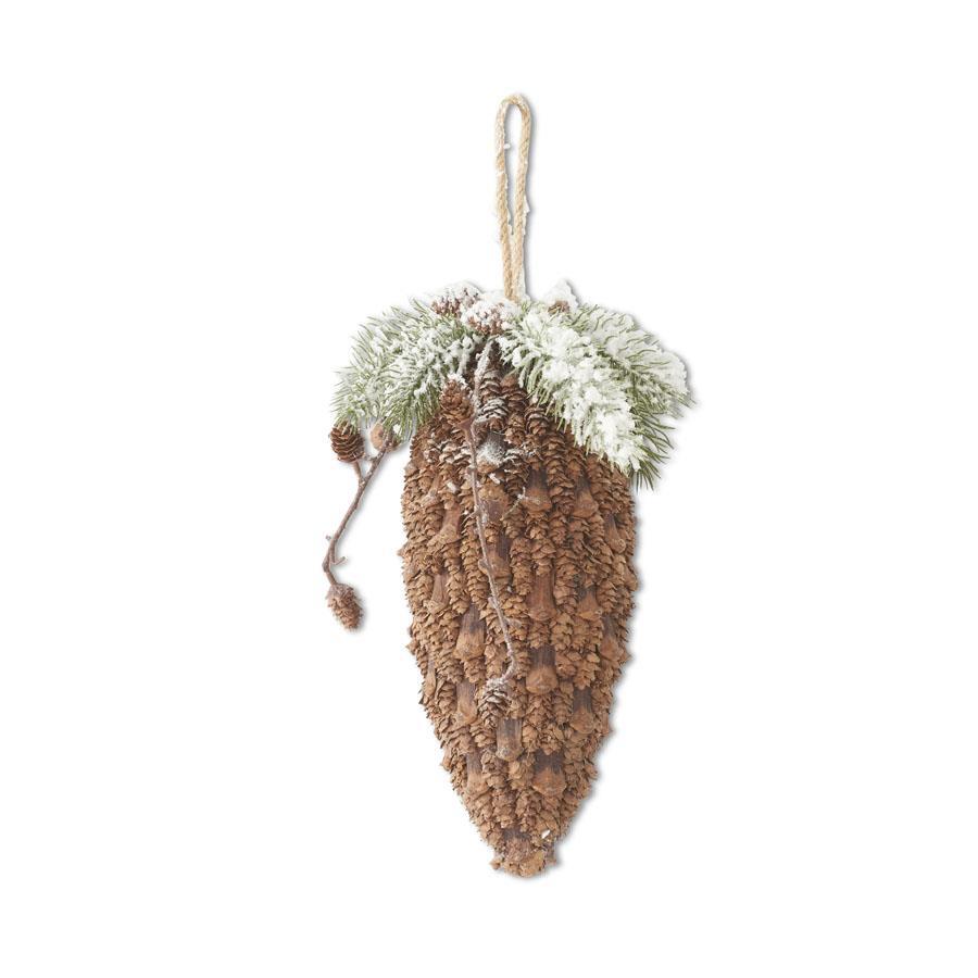 12 Inch Teardrop Snowy Pine Needle Ornament| Fourth and Main on Laurel