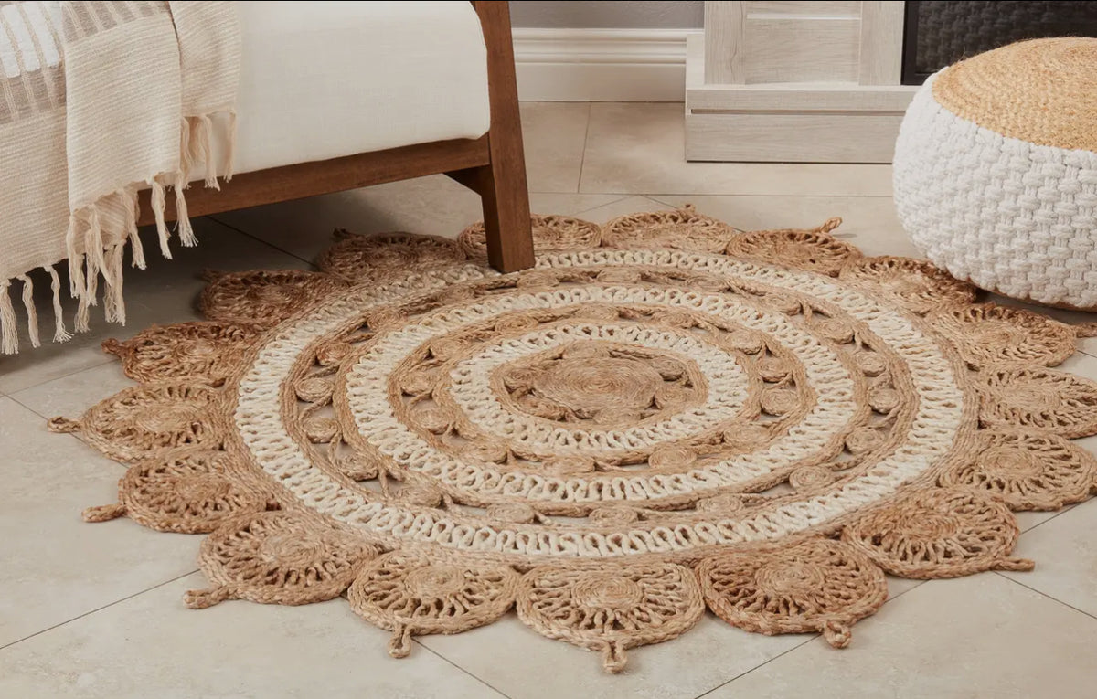 48” Rustic Jute Woven Floor Rug| Fourth and Main on Laurel