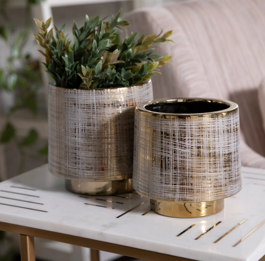 Beacon Ceramic Vase with Gold Tones| Fourth and Main on Laurel