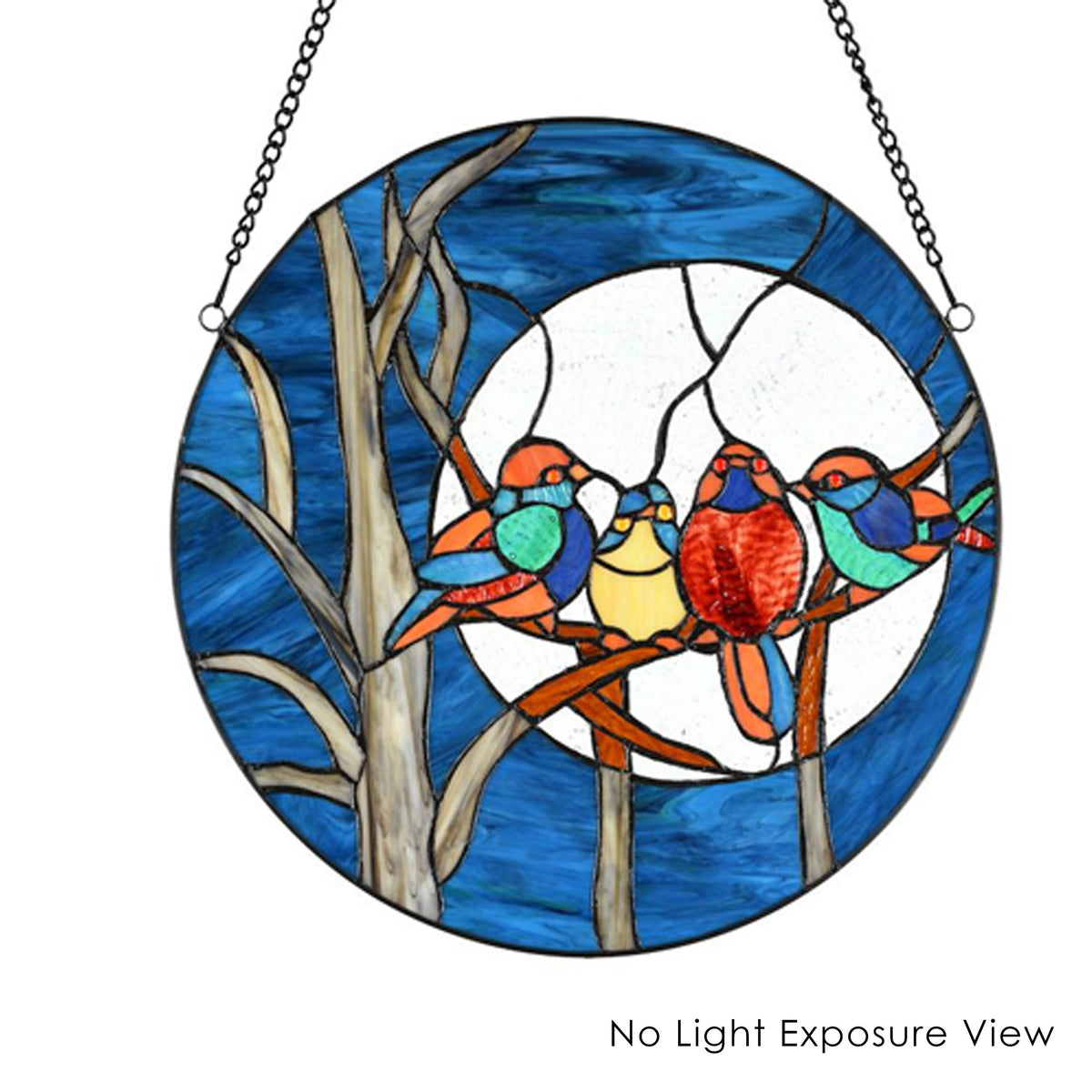 16"H Astrid Blue Birds in the Night Sky Window Panel| Fourth and Main ...